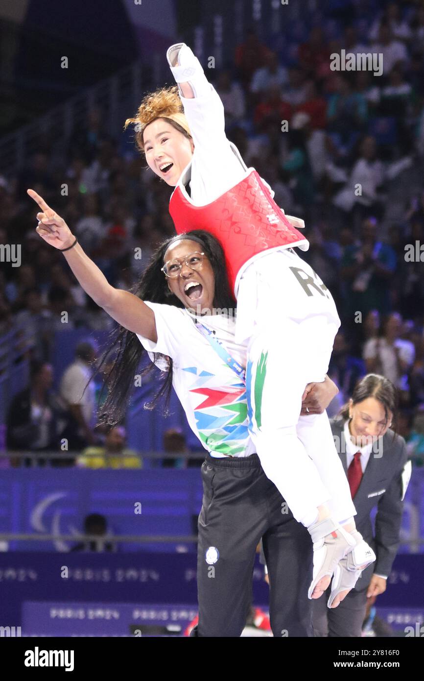 Zakia KHUDADADI of the Refugee Paralympic Team celebrates after winning ...