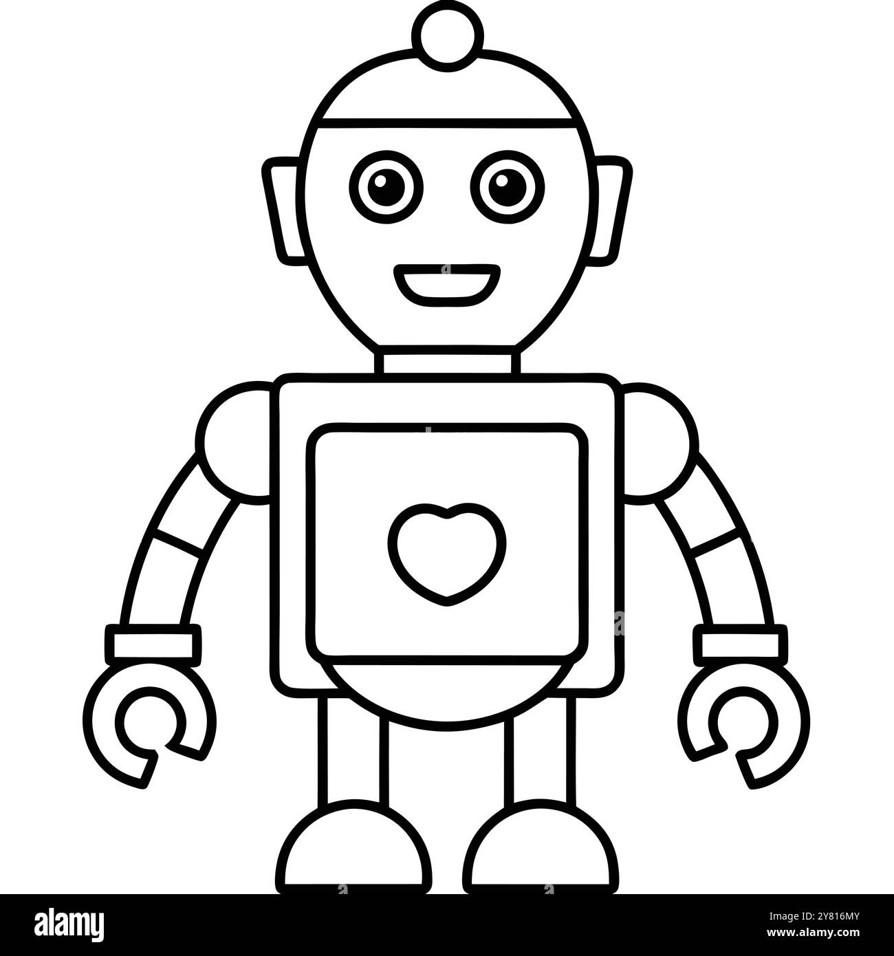 Cute. simple robot icon with a heart on its chest. representing love ...