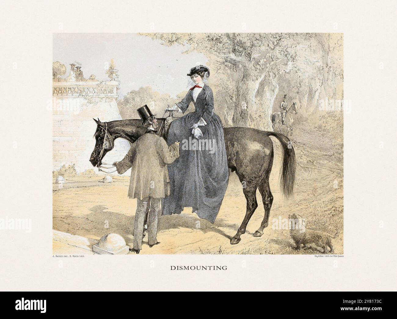 Victorian Lady Riding a Horse. Vintage equestrian woman from an 1857 ...