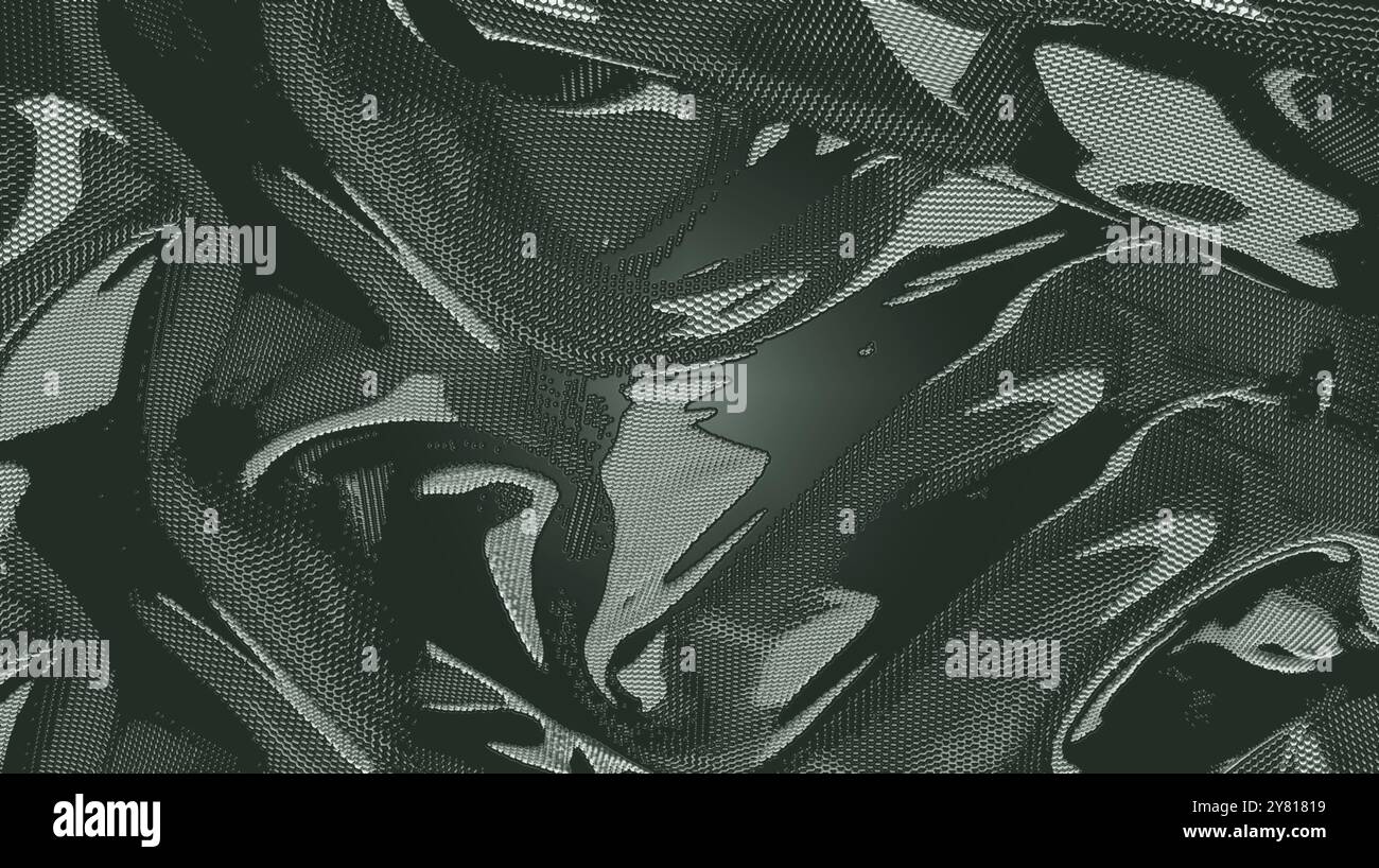 Abstract glossy pattern of black ribbed spots on a gray rough ...
