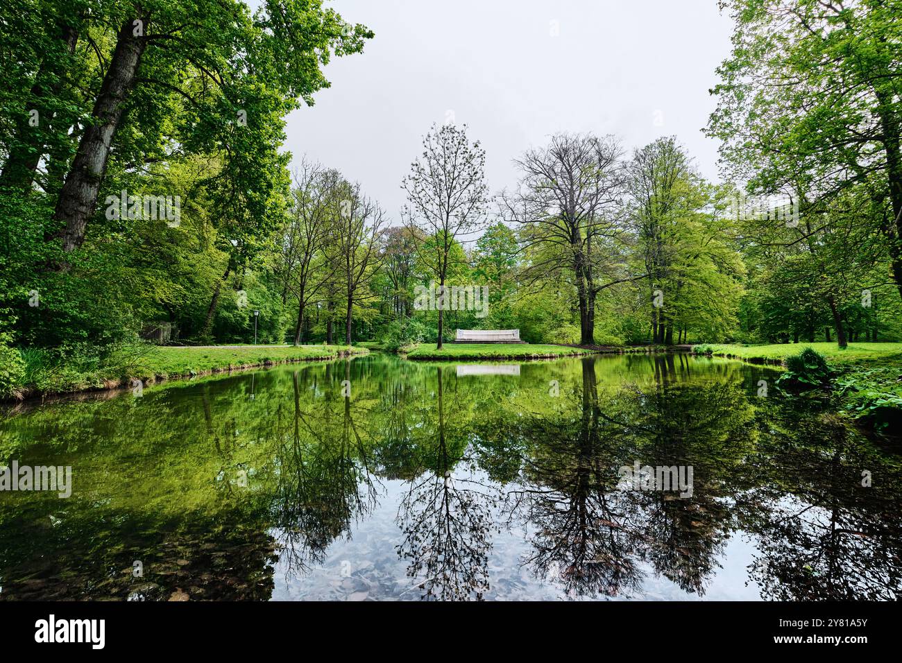 Munich, Germany - April 18, 2024: The lake in English Garden ...