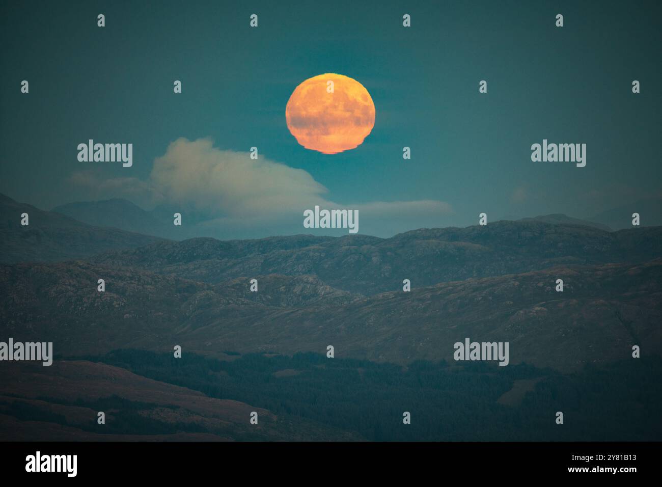 Harvest Moon and Supermoon over the Scottish Highlands taken from Ben ...