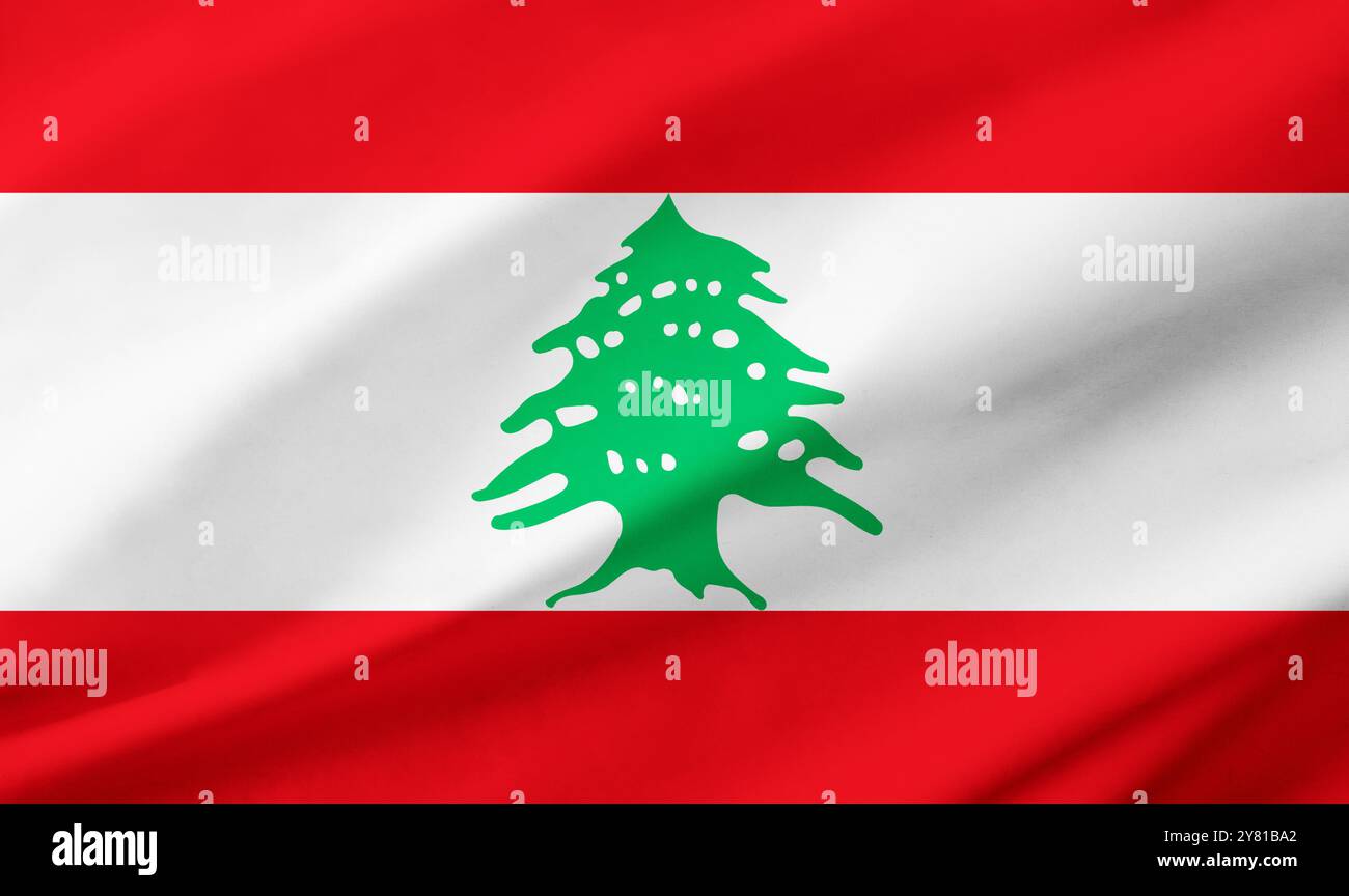 Background detail of Lebanon flag occupying the entire frame with ...