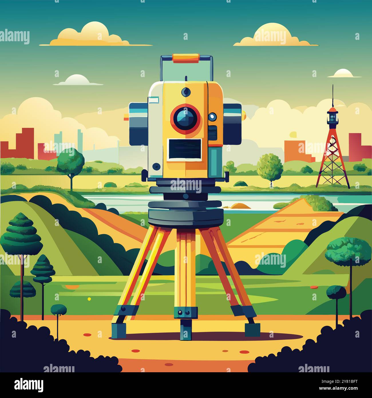 Surveyor vector cartoon hi-res stock photography and images - Alamy