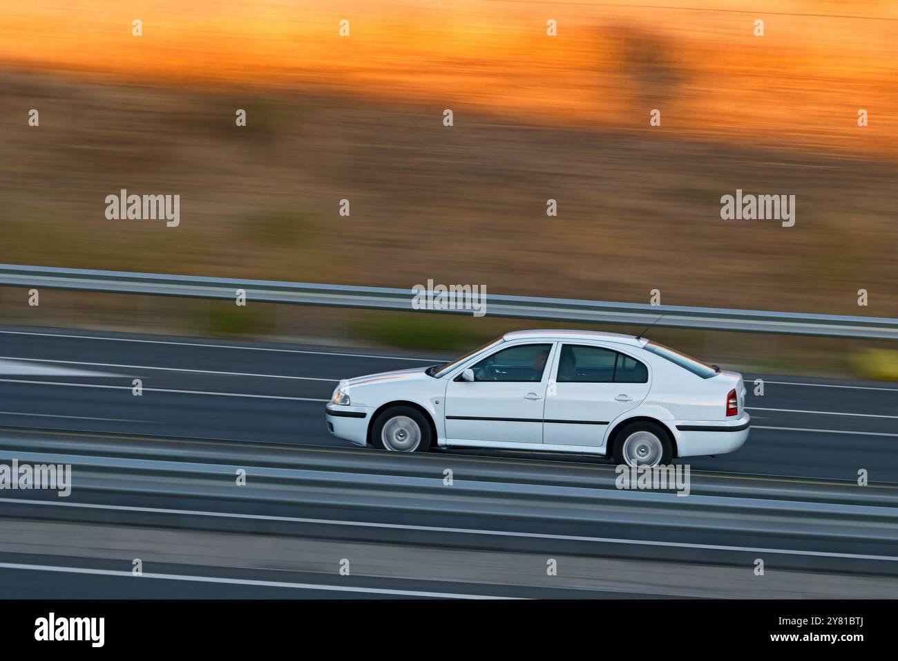 passenger car in motion with blurred background in the morning Stock ...