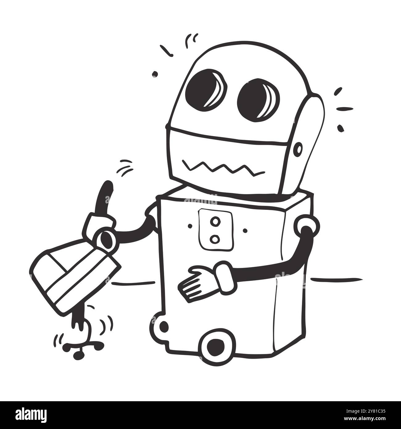 A friendly robot with a toothy grin offers a handshake. showcasing its ...