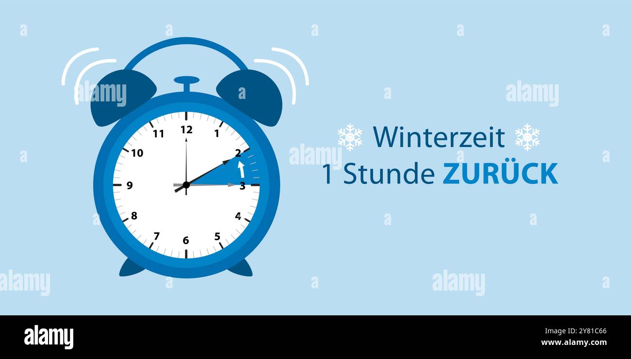 ringing alarm clock switch to winter time vector illustration Stock ...