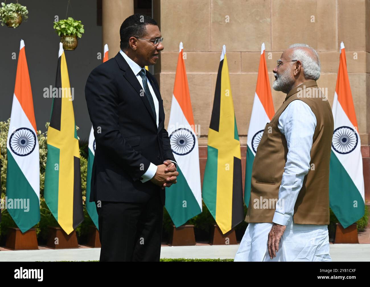 NEW DELHI, INDIA - OCTOBER 1: Prime Minister Narendra Modi talking with ...