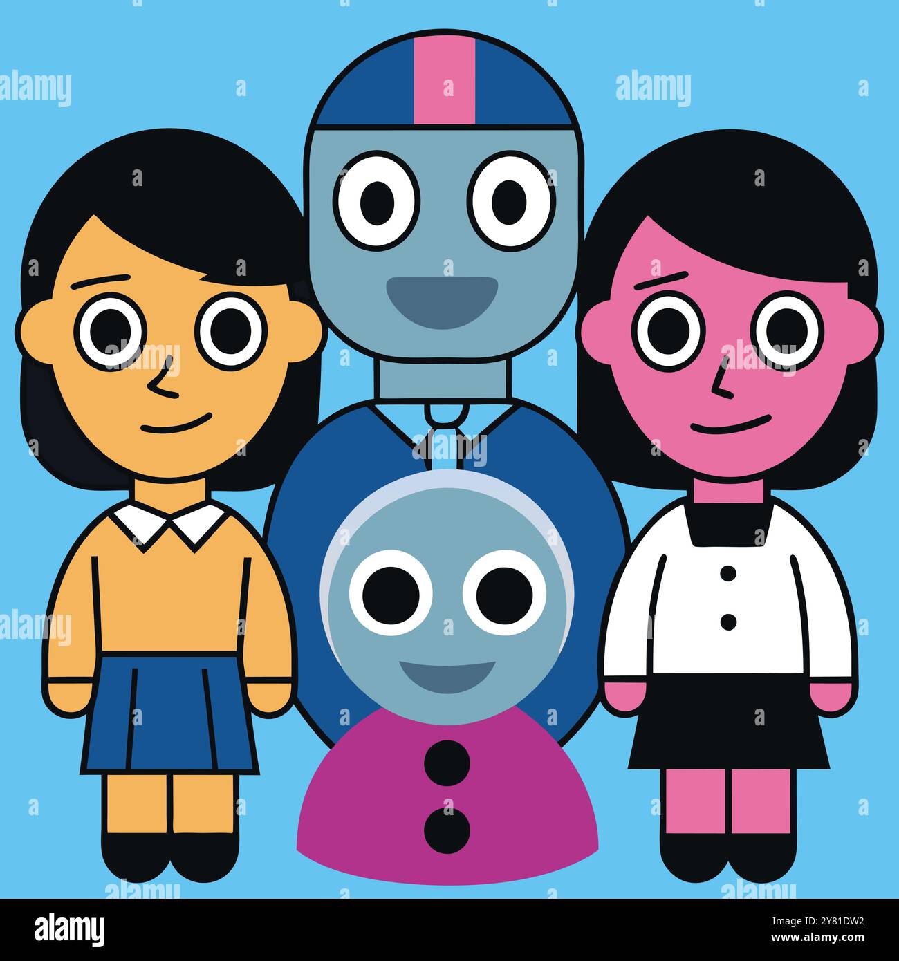 Cute cartoon illustration featuring a diverse group of people ...