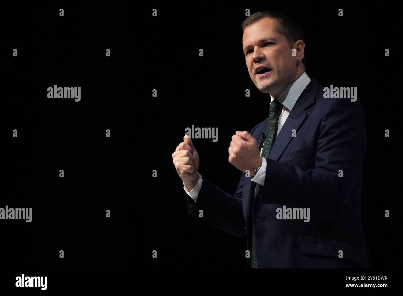 Conservative leadership candidate Robert Jenrick addresses members ...