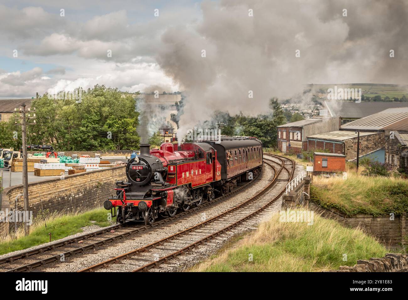 KWVR '2MT' 2-6-2T No. 41241 departs from Keighley on the Keighley and ...