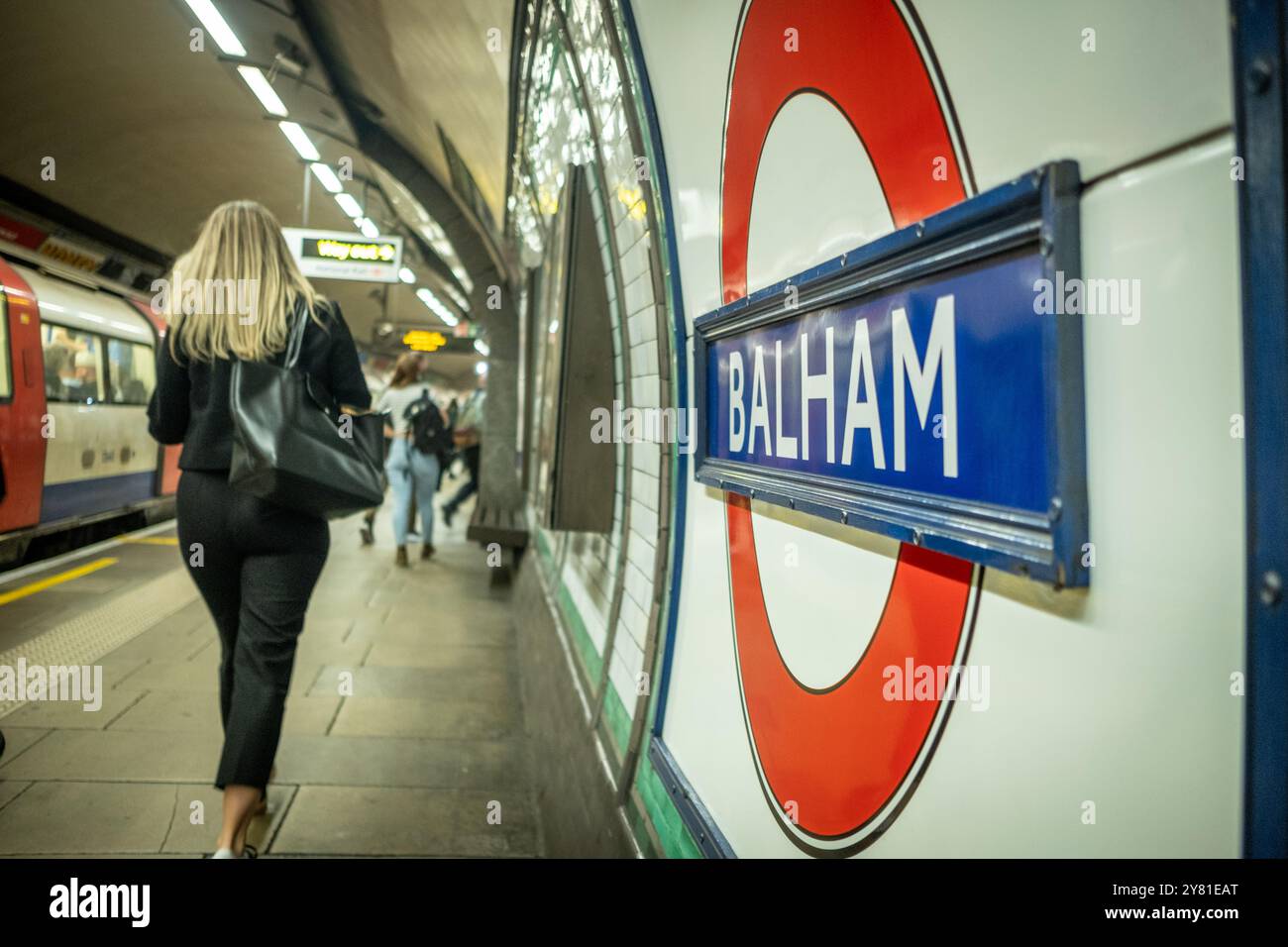 LONDON- SEPTMEBER 13, 2024: Balham London Underground logo on station ...