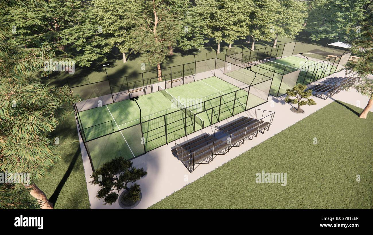 Aerial view of padel courts tennis at day light Stock Photo - Alamy