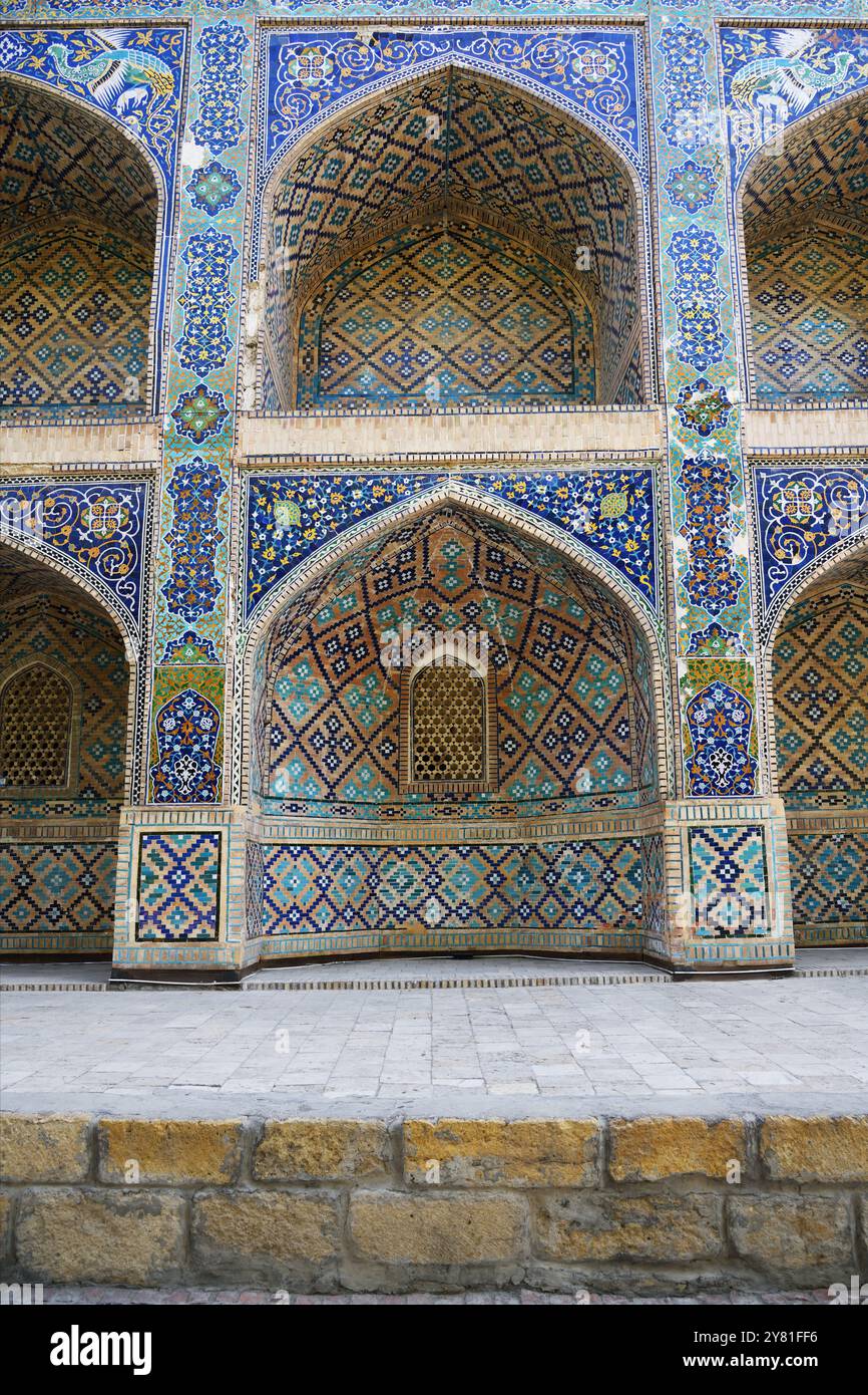 Part of tilted central portal of Nadir Divan Beghi Madrasah, Lyabi Hauz ...