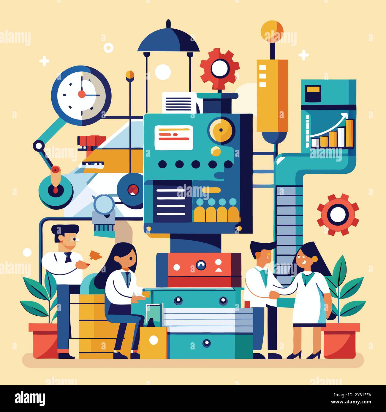 A colorful and modern illustration showcasing the concept of AI ...