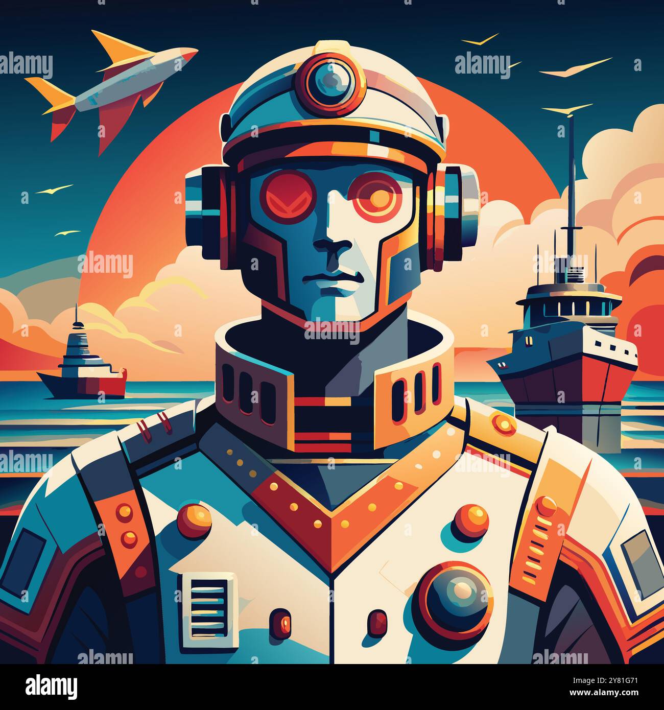 Robotic face in background Stock Vector Images - Alamy