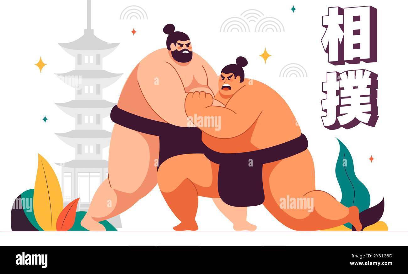Translation : Sumo Wrestler Vector Illustration with Fighting Japanese ...
