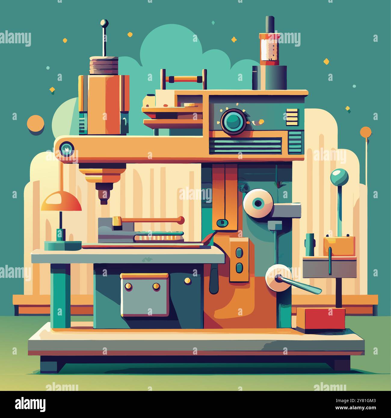 A stylized illustration of a machine tool. perfect for illustrating ...
