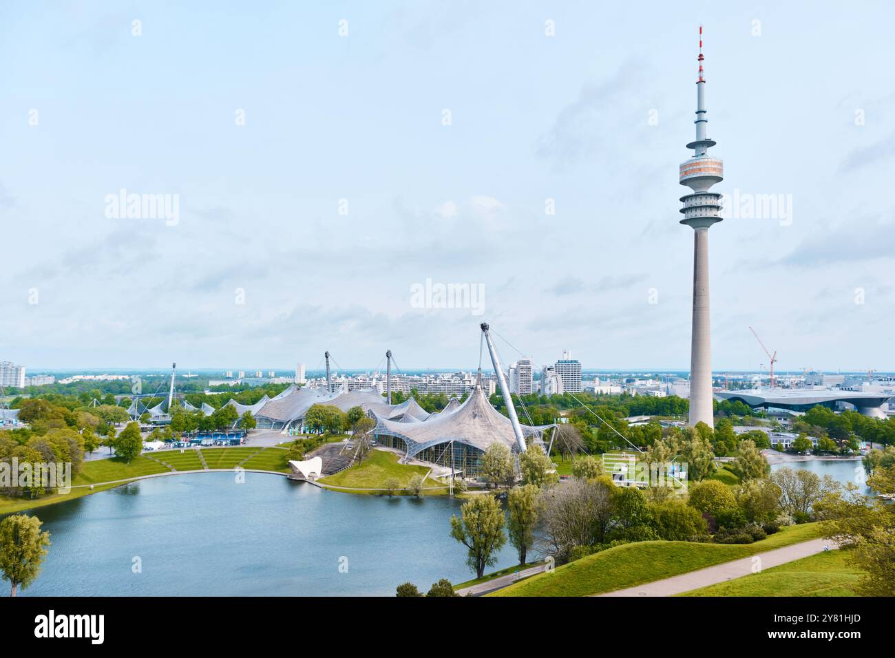 Munich, Germany - April 18, 2024: Olympiapark is an Olympic Park which ...