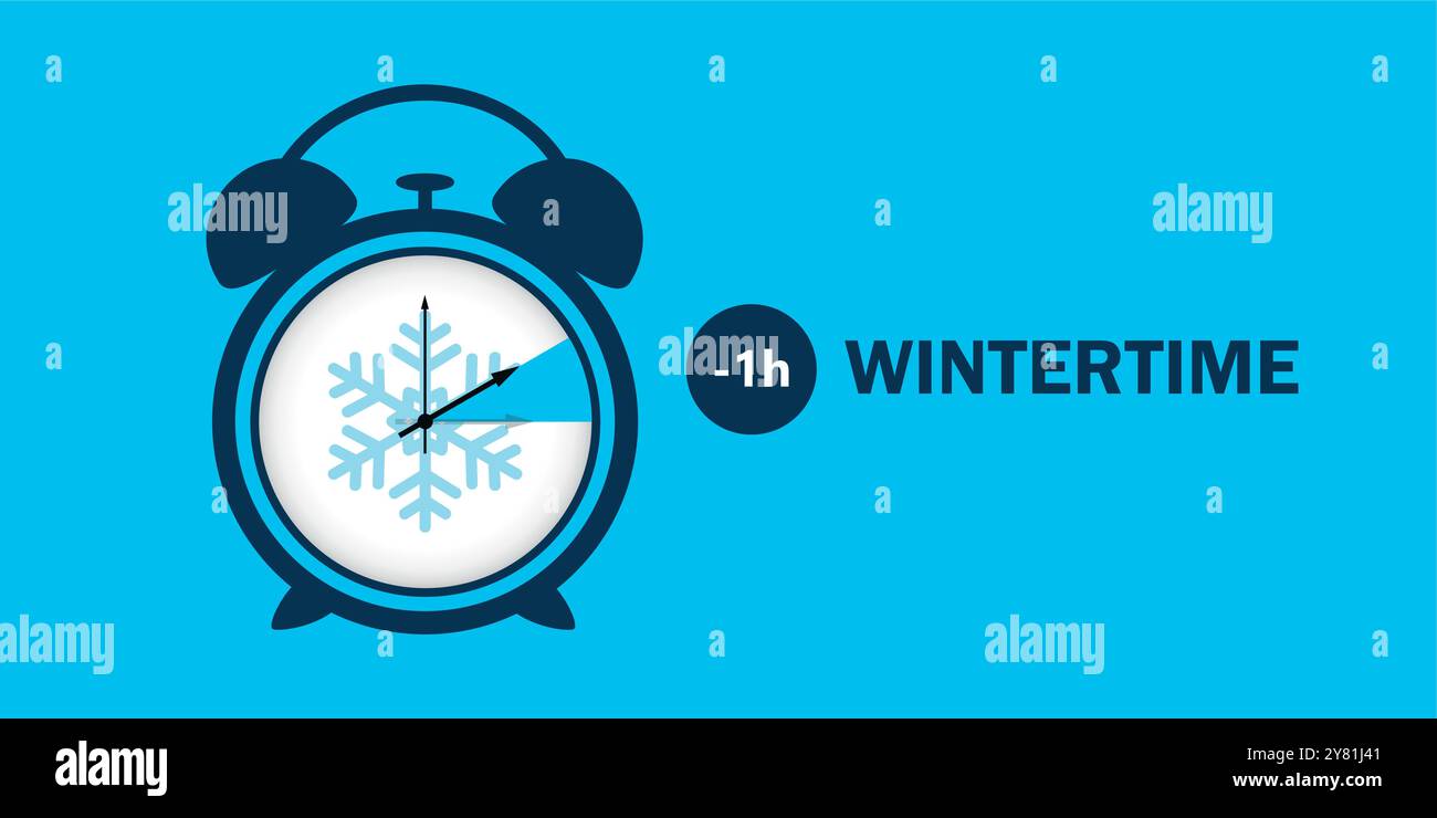 ringing alarm clock switch to winter time vector illustration Stock ...