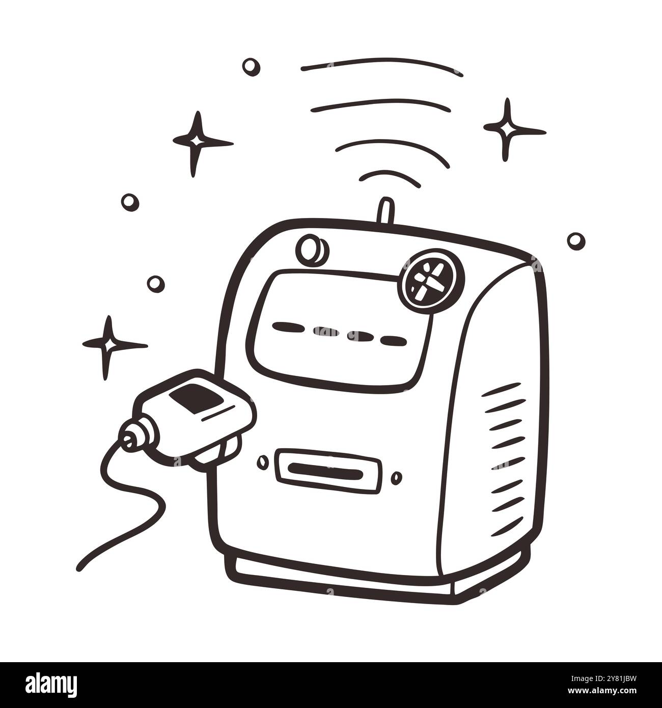 A hand drawn illustration of a smart home device with a sleek. modern ...