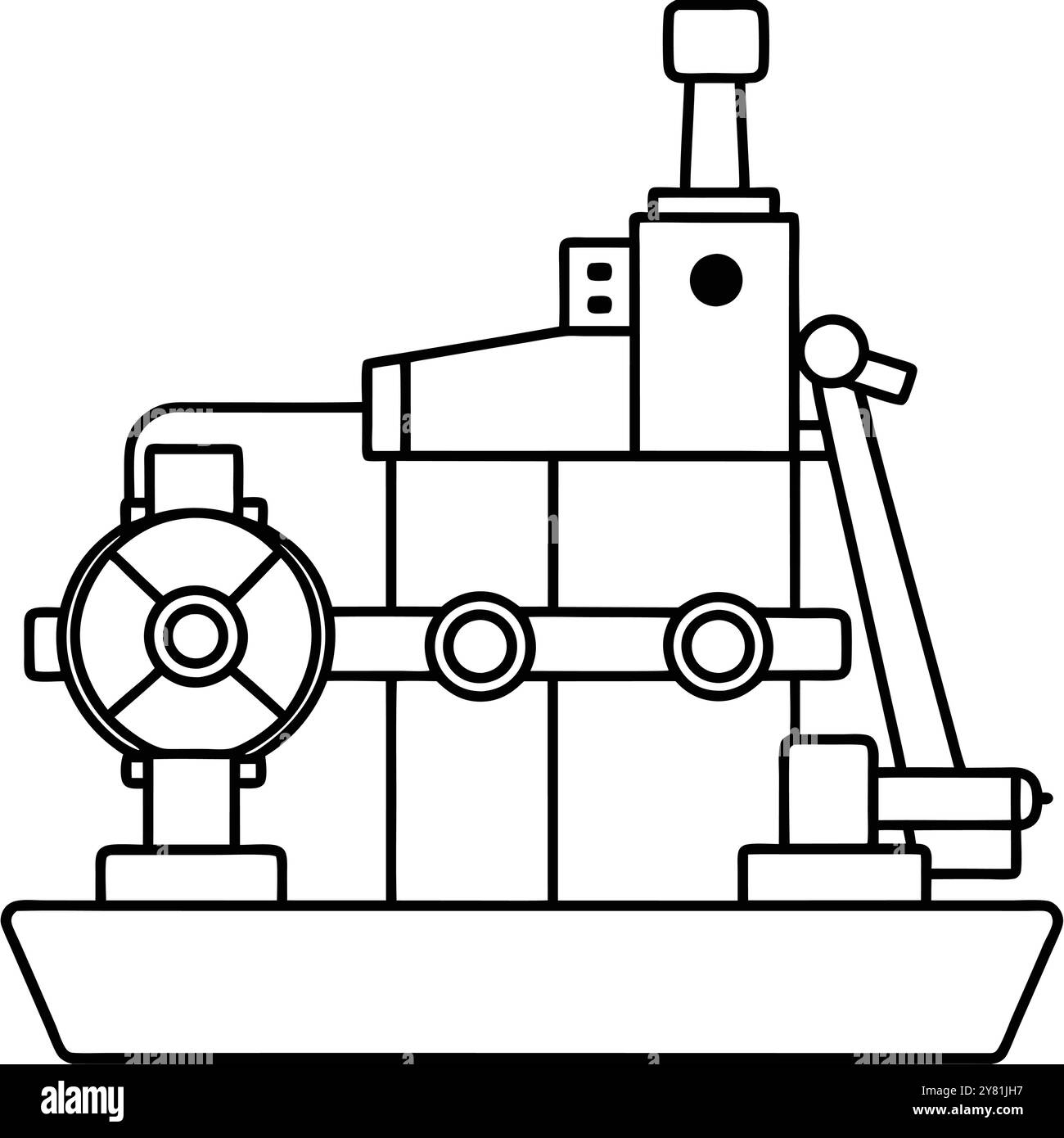 Simple line art illustration of a small water pump. ideal for ...
