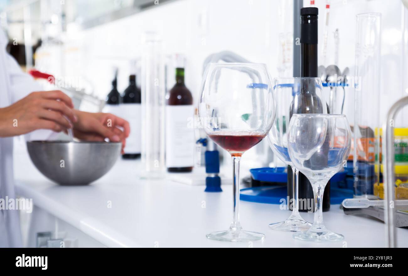 Organoleptic characteristic for wine in laboratory of wunery of spain ...