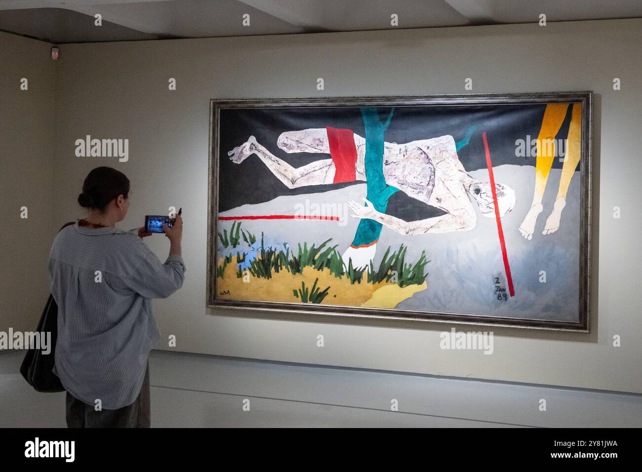 London, UK. 2 October 2024. 'Safdar Hashmi', 1989, by M. F. Husain at a ...