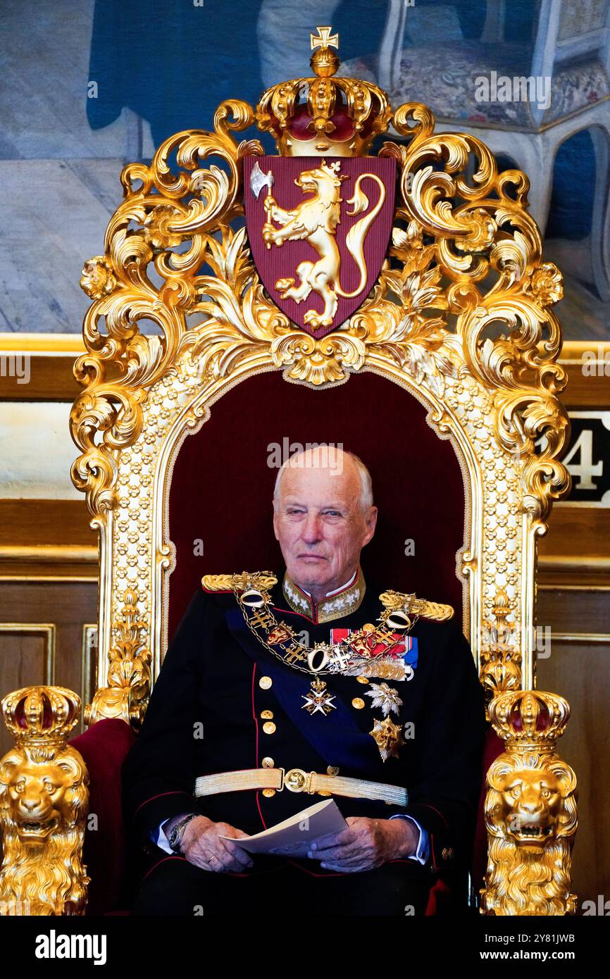 Oslo 20241002. King Harald during the ceremonial opening of the 169th Storting. Opening of the ...