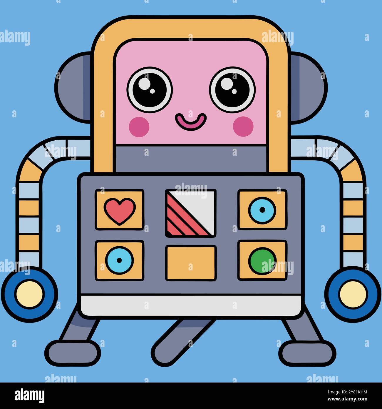 Cute cartoon robot with a friendly face and colorful buttons. Perfect ...