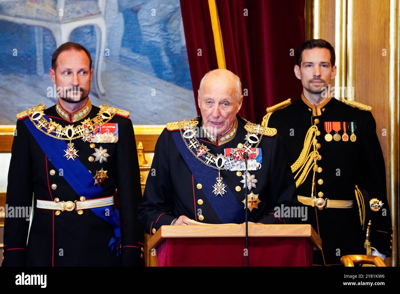 Oslo 20241002. King Harald and Crown Prince Haakon during the ceremonial opening of the 169th ...
