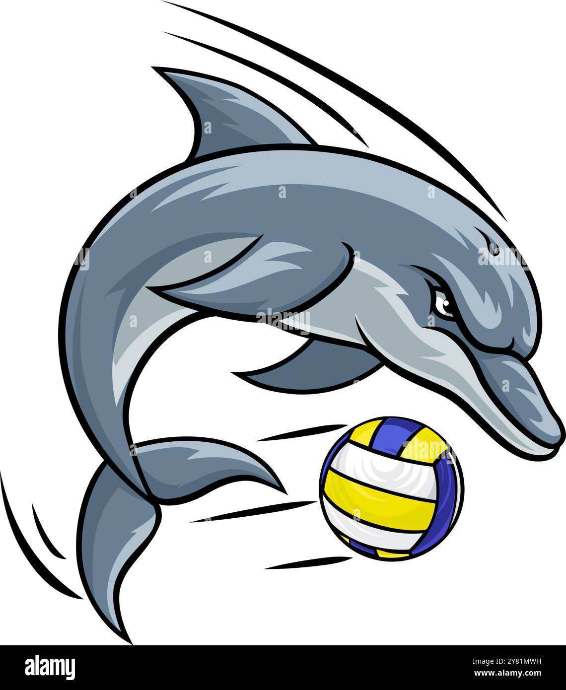 Dolphin Animal Volleyball Ball Sports Team Mascot Stock Vector Image ...