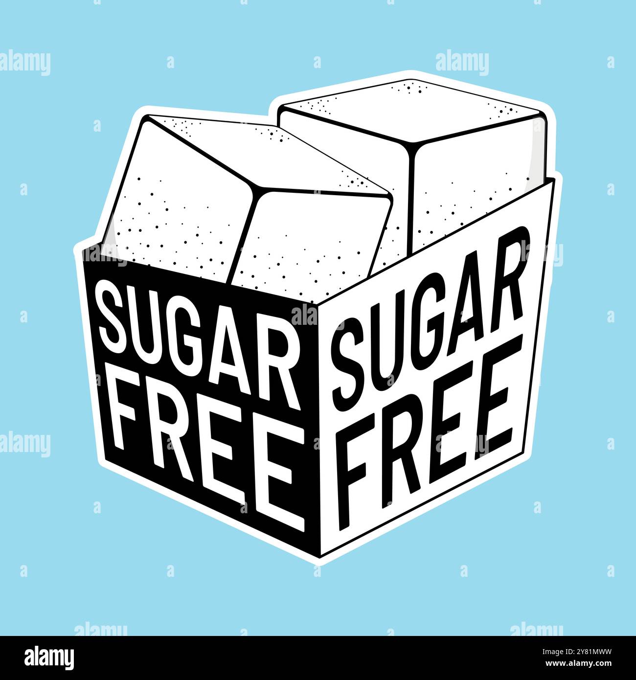 Sugar Free Label Layout. Vector signs with sugar cubes in a box with ...