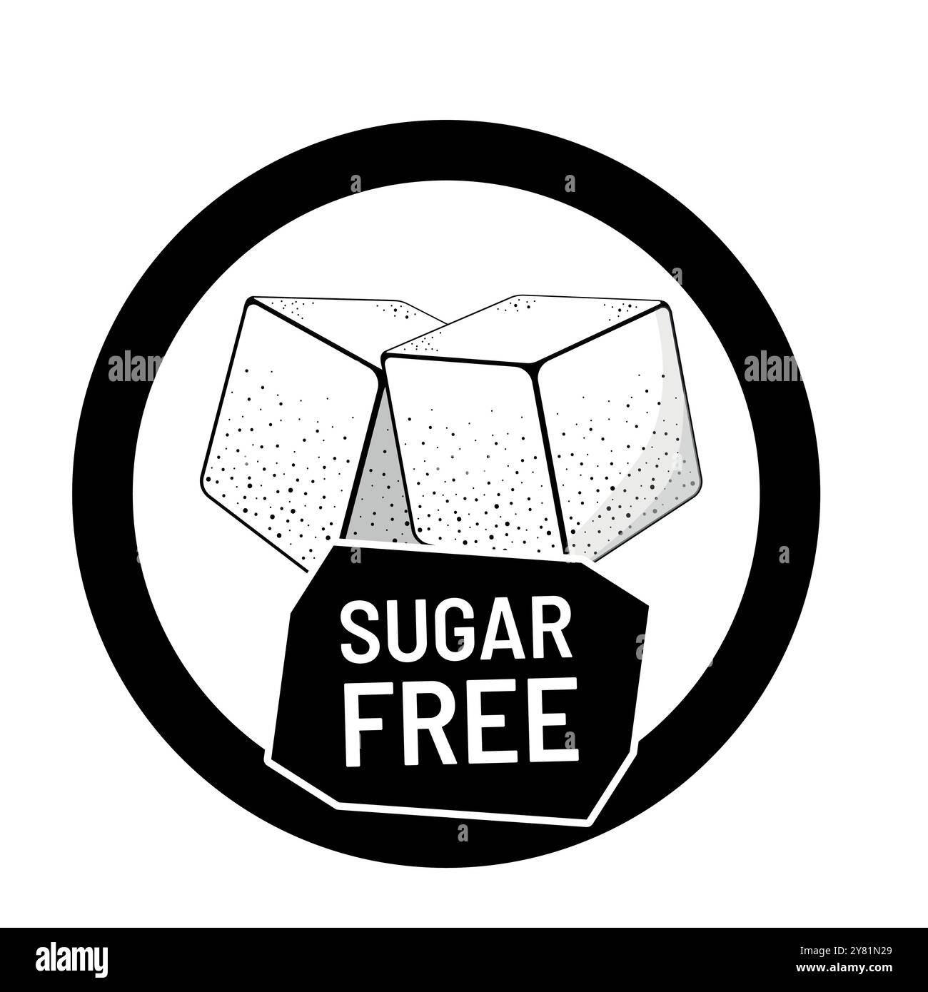 Sugar Free Label Layout. Vector signs with sugar cubes. World diabetes ...