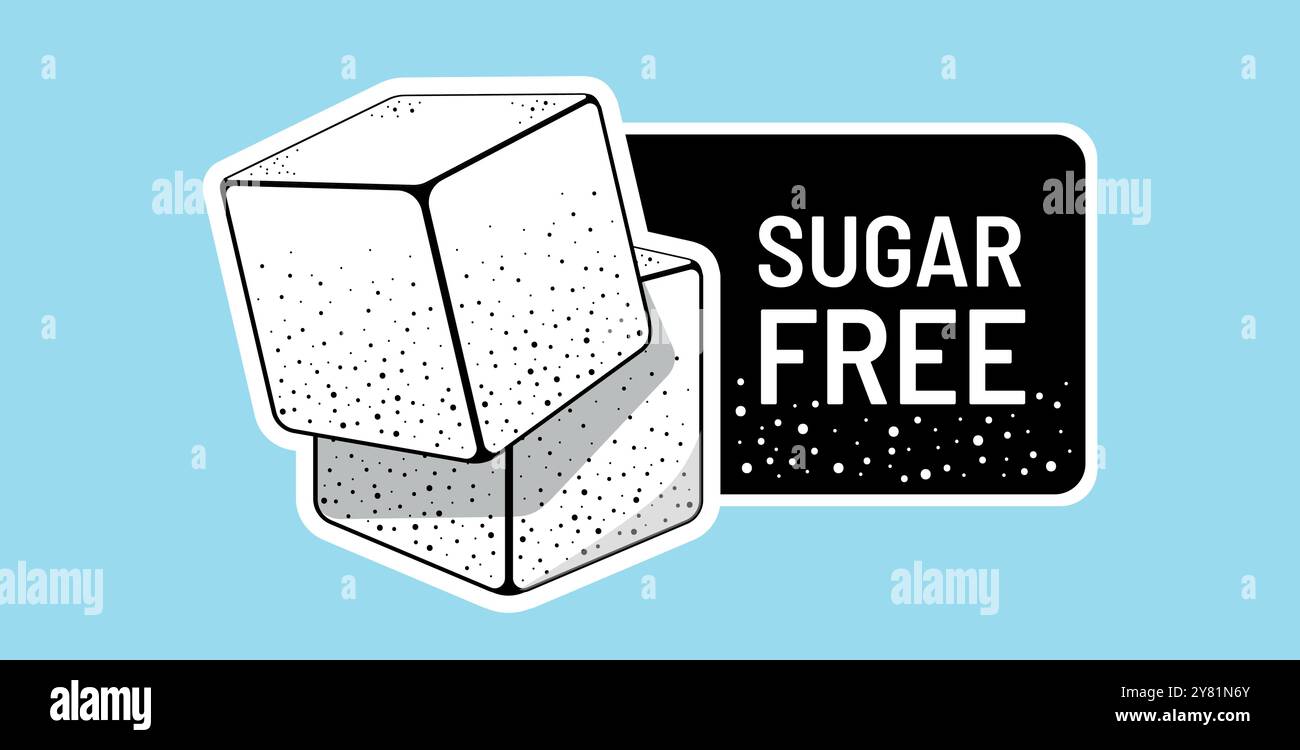 Sugar Free Label Layout. Vector signs with sugar cubes. World diabetes ...