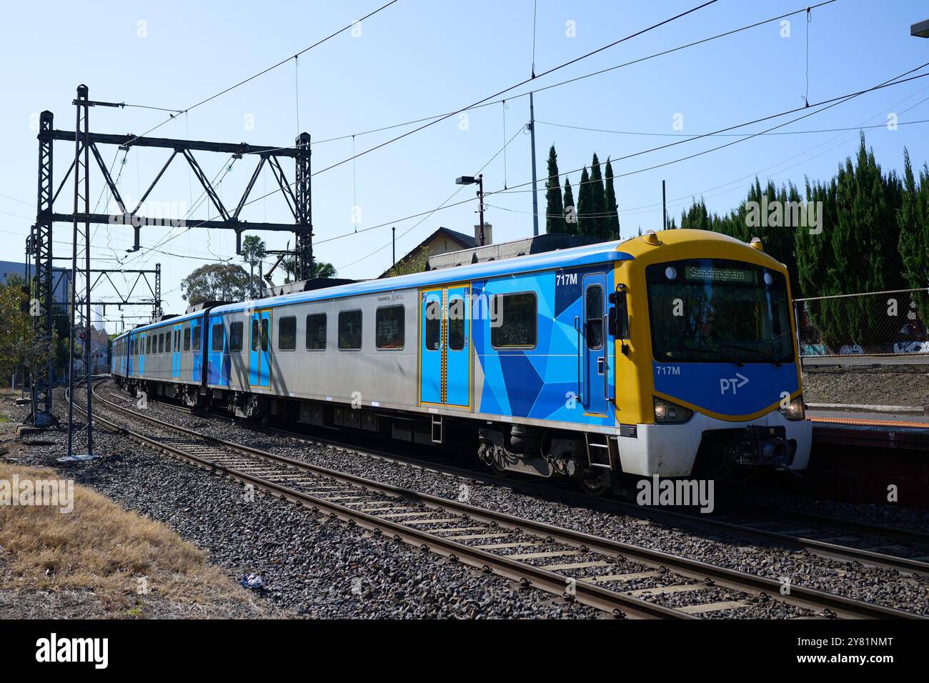 Side view of a Sandringham bound Siemens Nexas train, operated by Metro ...