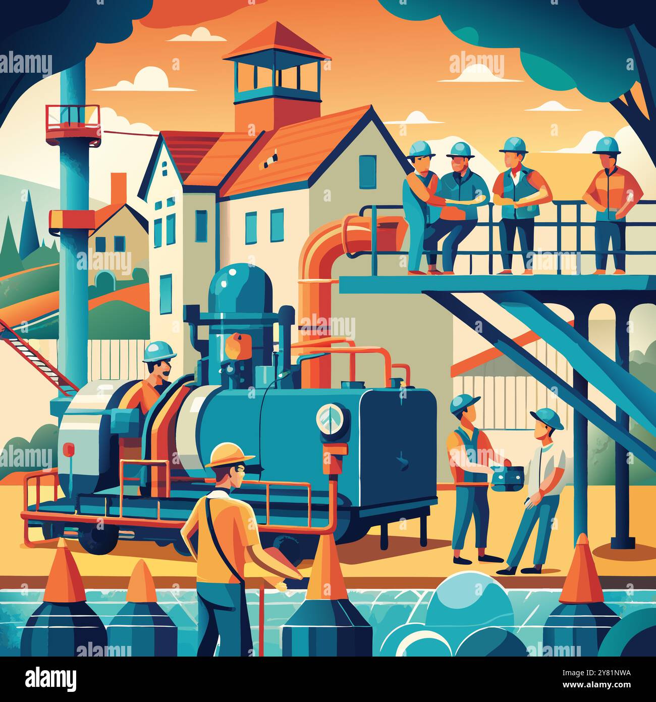 Busy in construction Stock Vector Images - Alamy