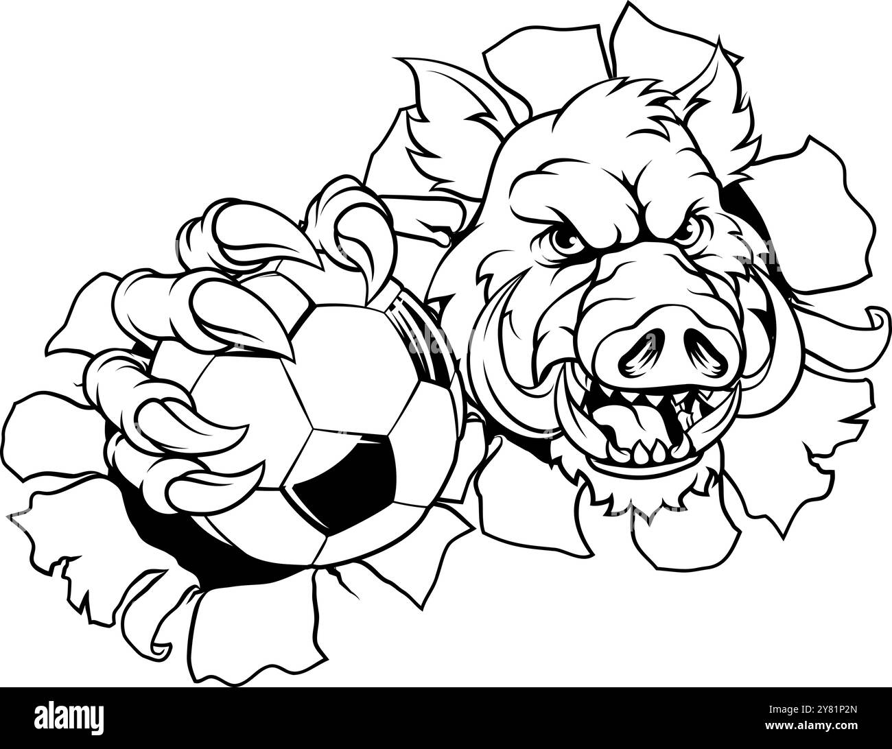 Boar Wild Hog Razorback Warthog Pig Soccer Mascot Stock Vector Image ...