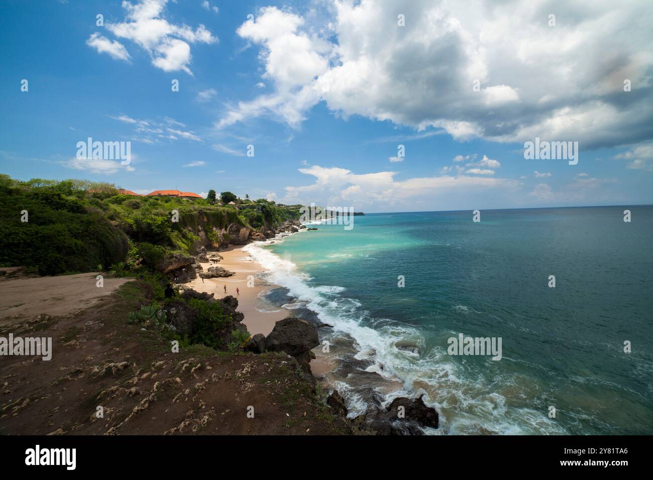 white sand beach and green tropics of Bali shoreline Stock Photo - Alamy