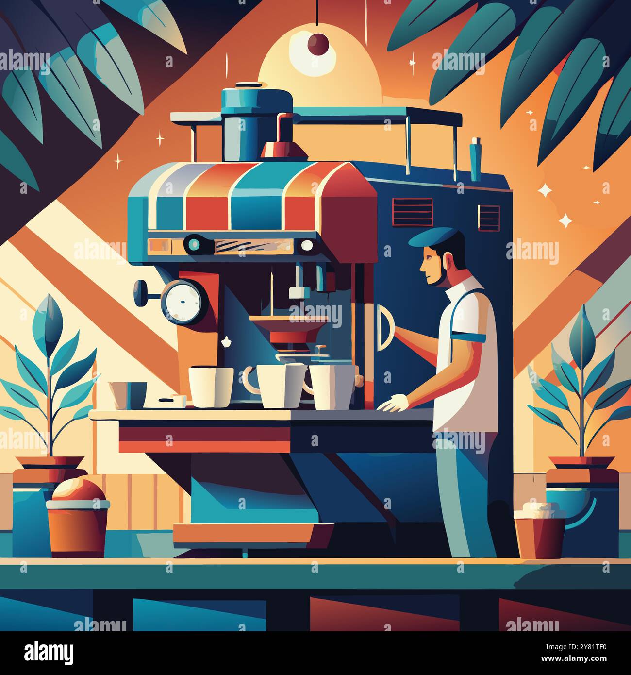 Prepares espresso in modern Stock Vector Images - Alamy