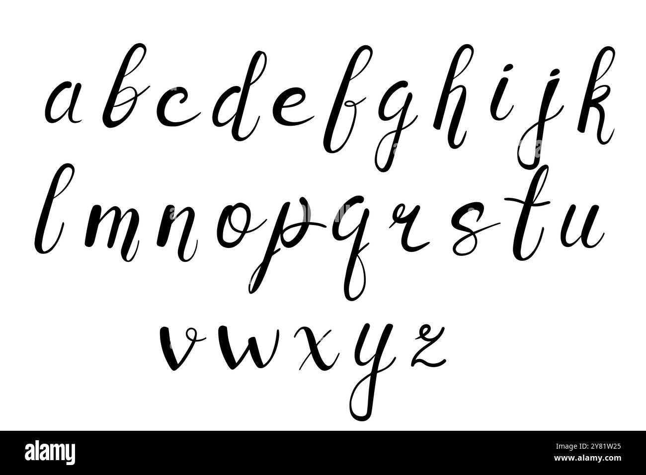 Handwritten alphabet letters in cursive style. Text in modern flair ...