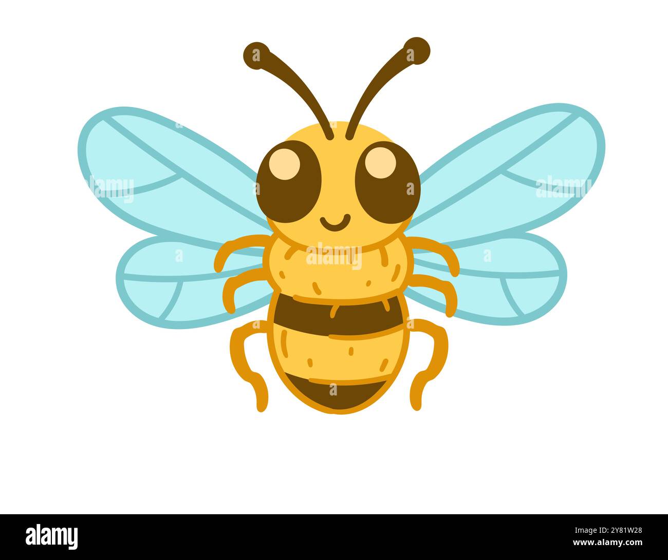 Cute cartoon bee with a smiling face. Funny insect design. Vector ...