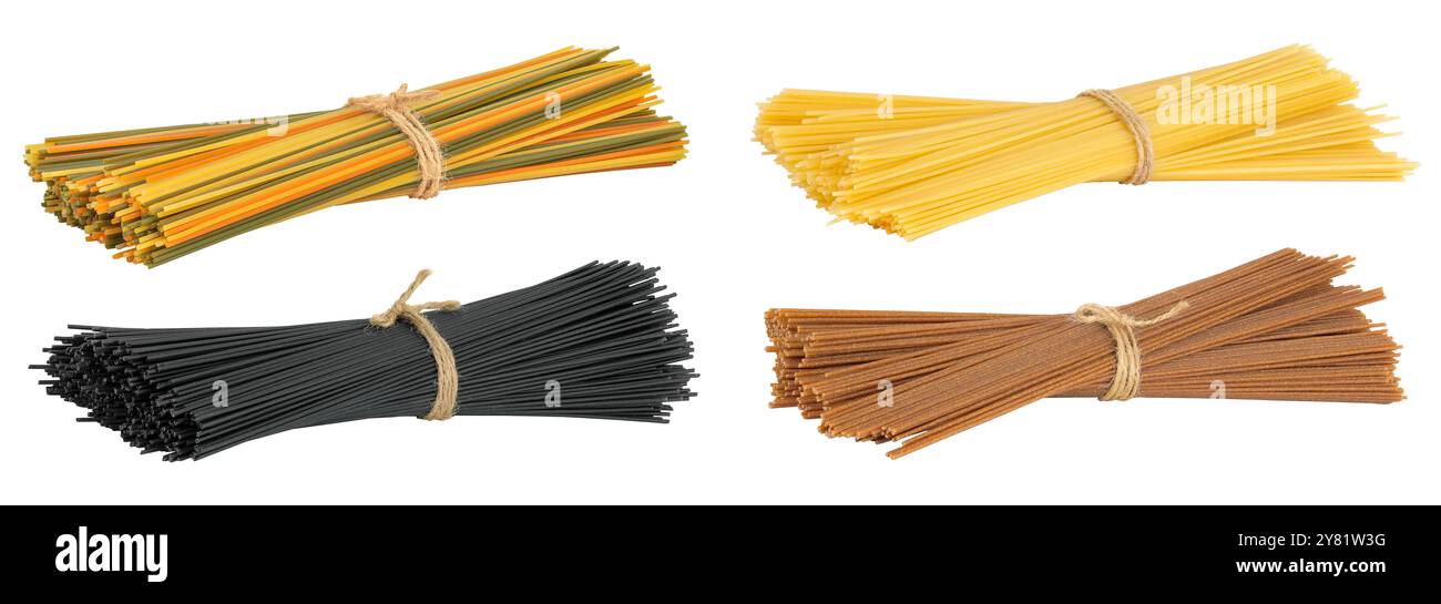 Colorful spaghetti tricolore pasta isolated on white background Stock ...