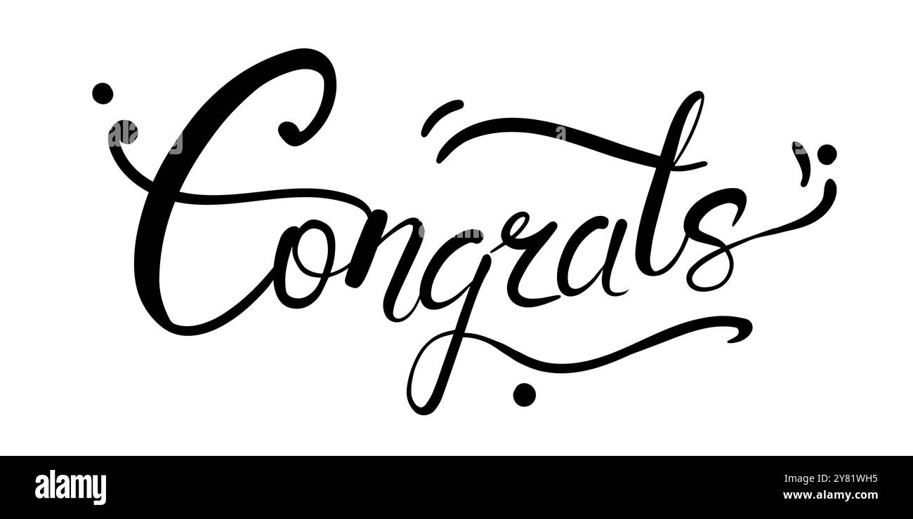Congrats handwritten text in modern flair. Hand drawn lettering style ...