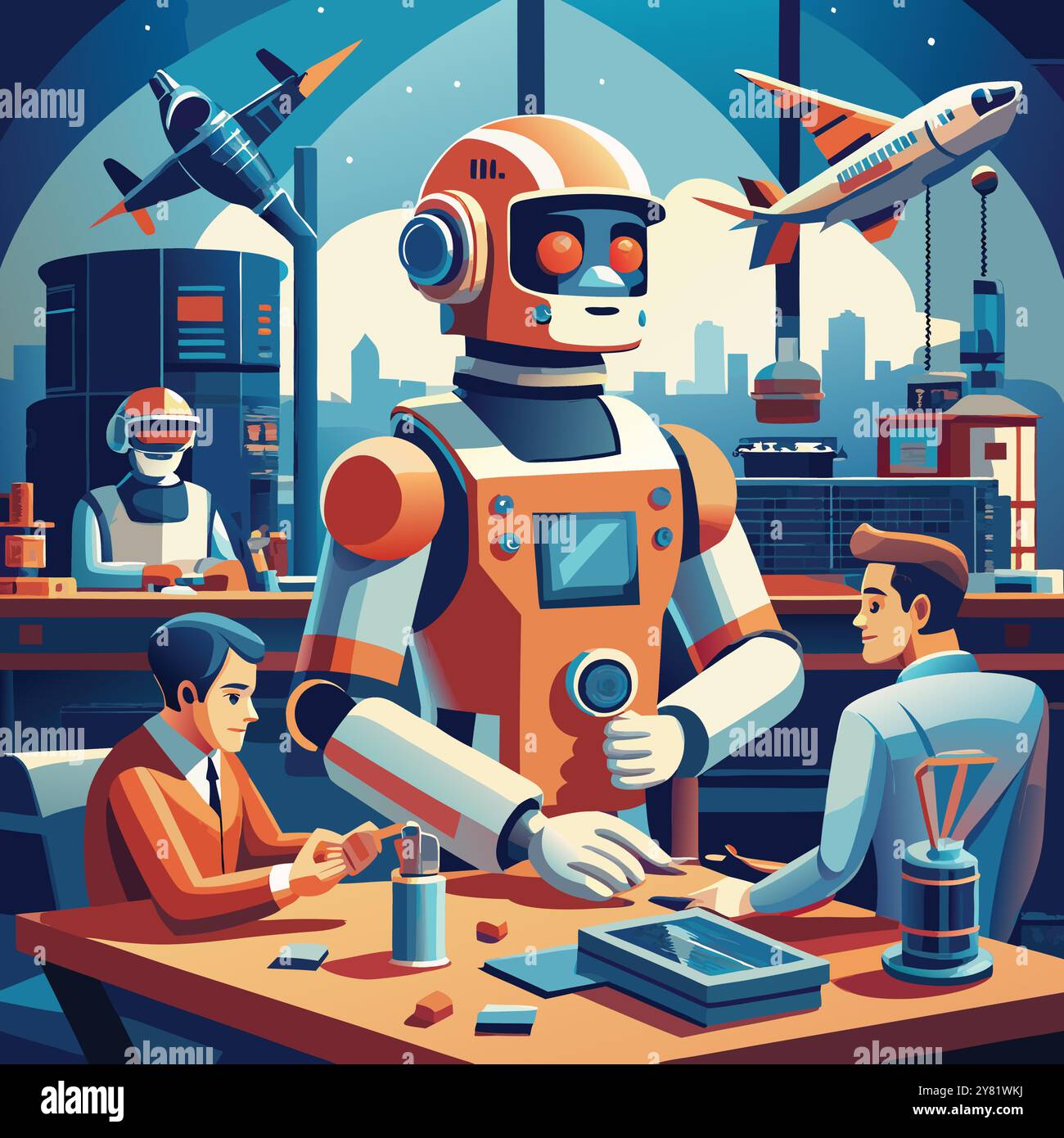 Robot humanoid helping human in hi-res stock photography and images - Alamy