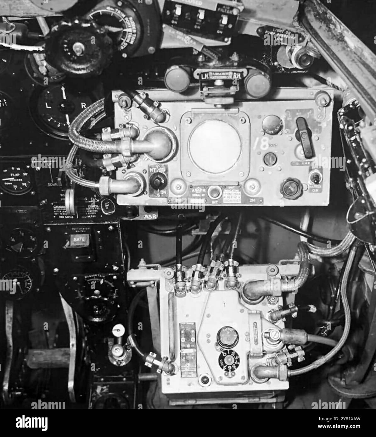 DE HAVILLAND MOSQUITO Partial instrument layout including radar on a ...