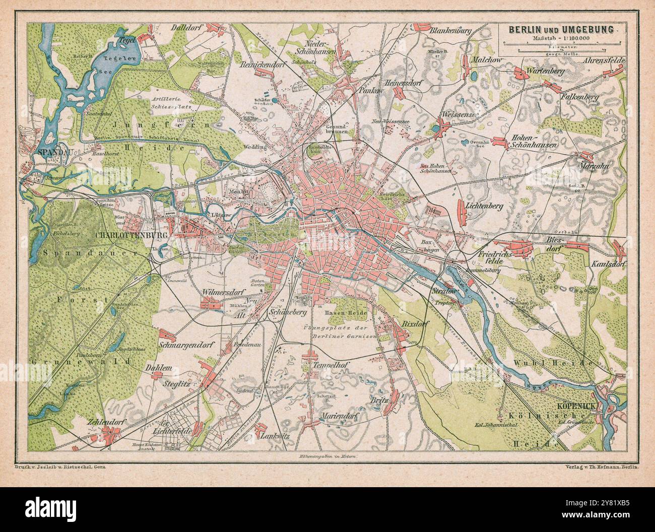 "Berlin ubd Umbeung", Vintage 19th century Atlas map of the city of ...