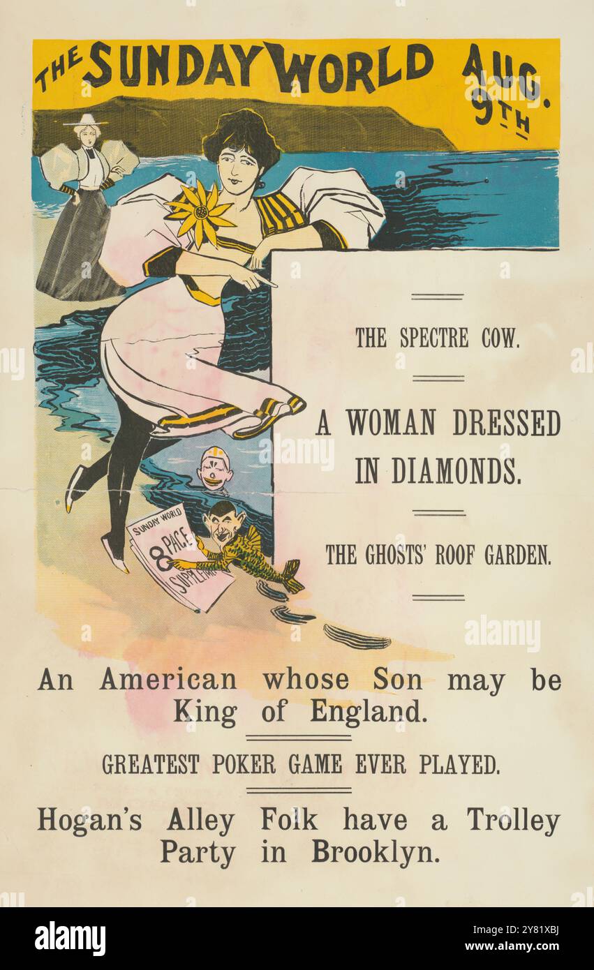 The Sunday World Aug 9th 1896 - an illustration of a woman, at the ...