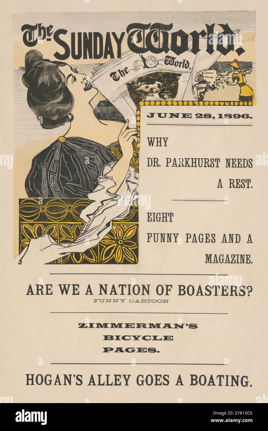 The Sunday World June 28, 1896 - illustration of a woman reading The ...