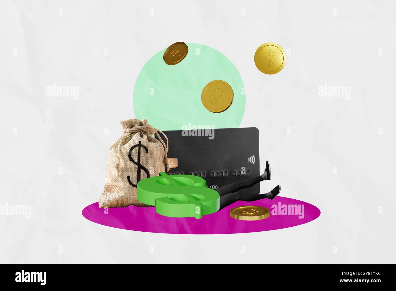 Trend artwork 3D sketch photo collage of income money budget rich coins ...